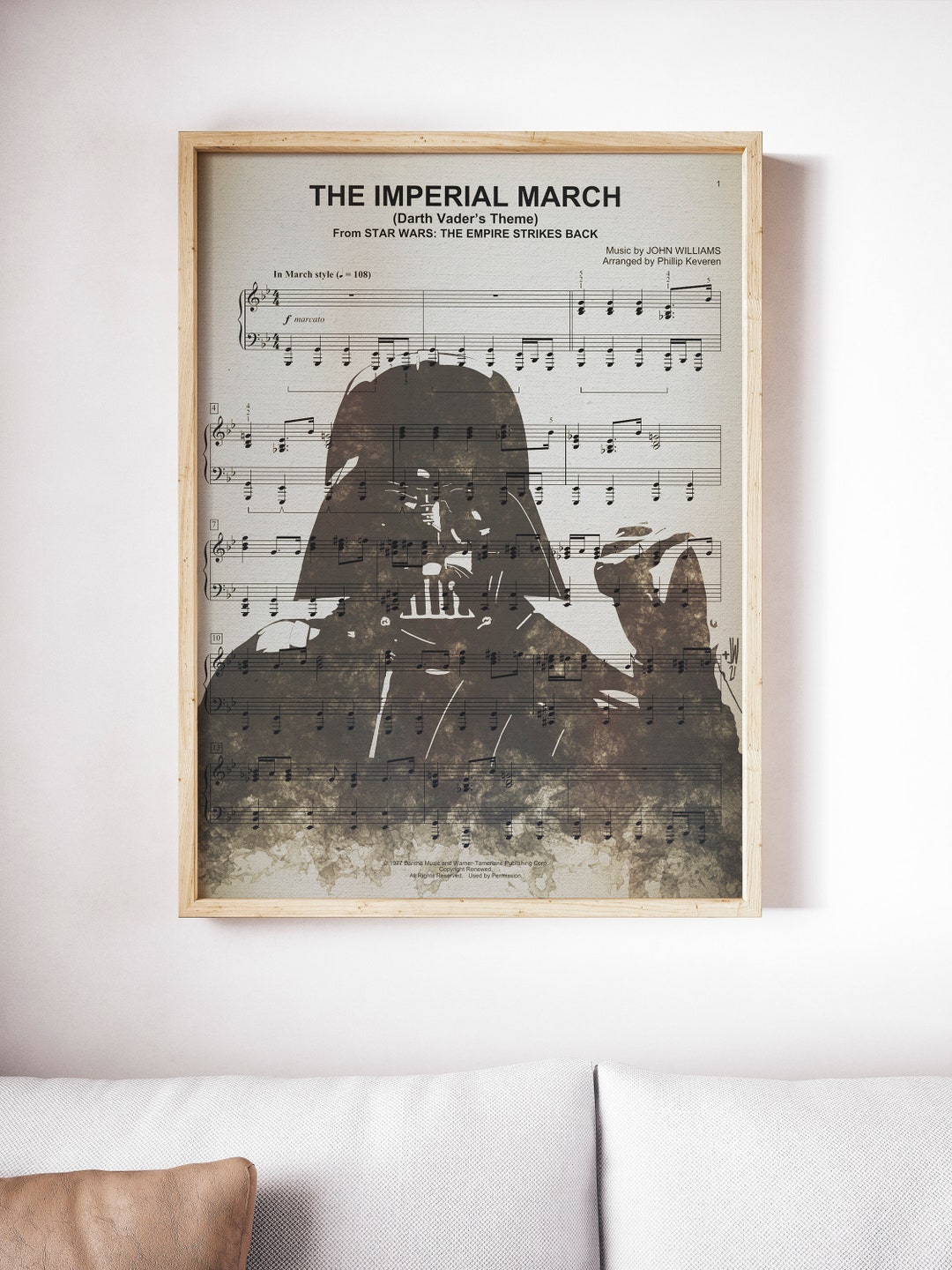 Darth Vader Sheet Music Art, Star Wars Sheet Music Art, Imperial March ...