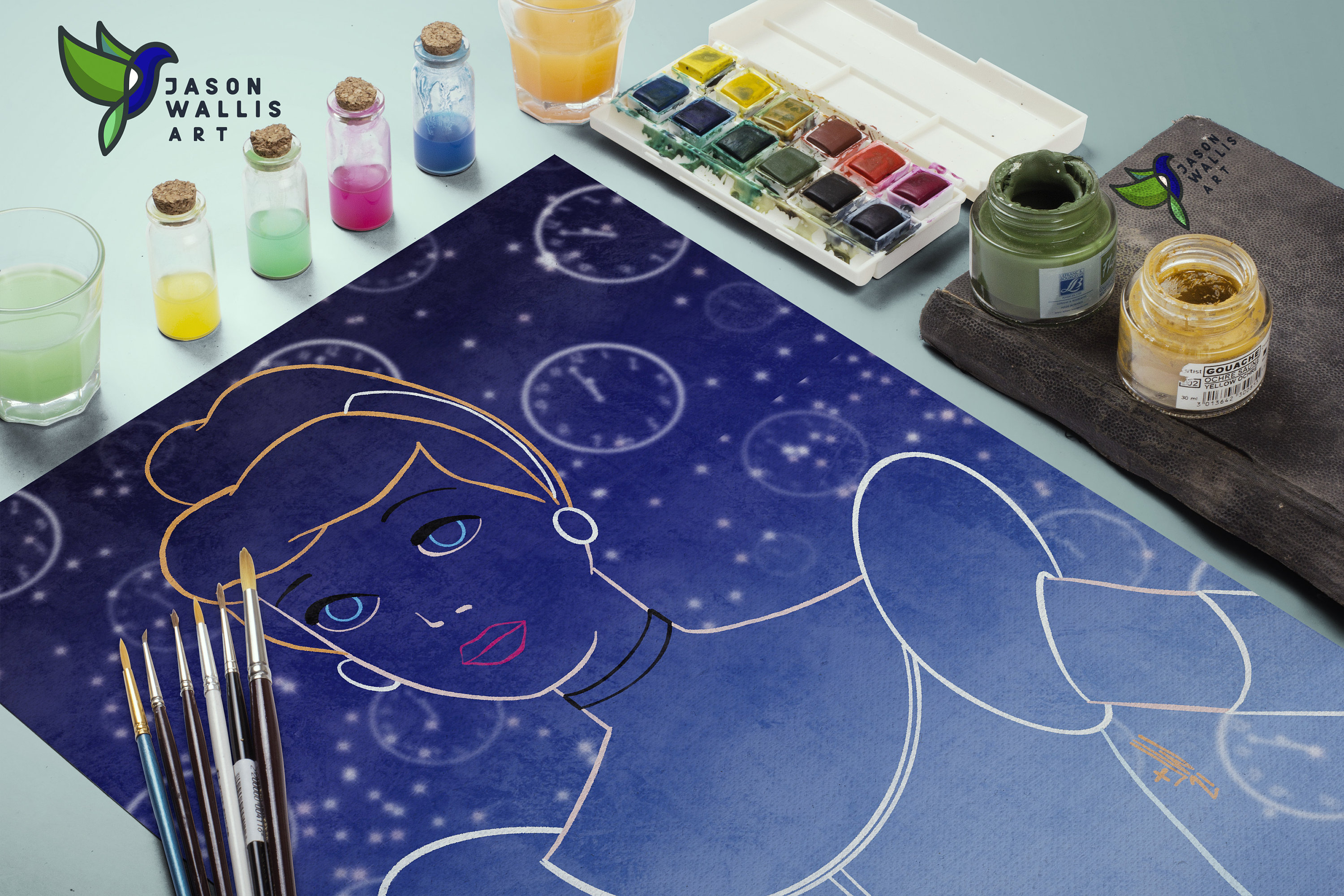 Cinderella Line Art Print Disney Kids Room Art Cinderella - Etsy