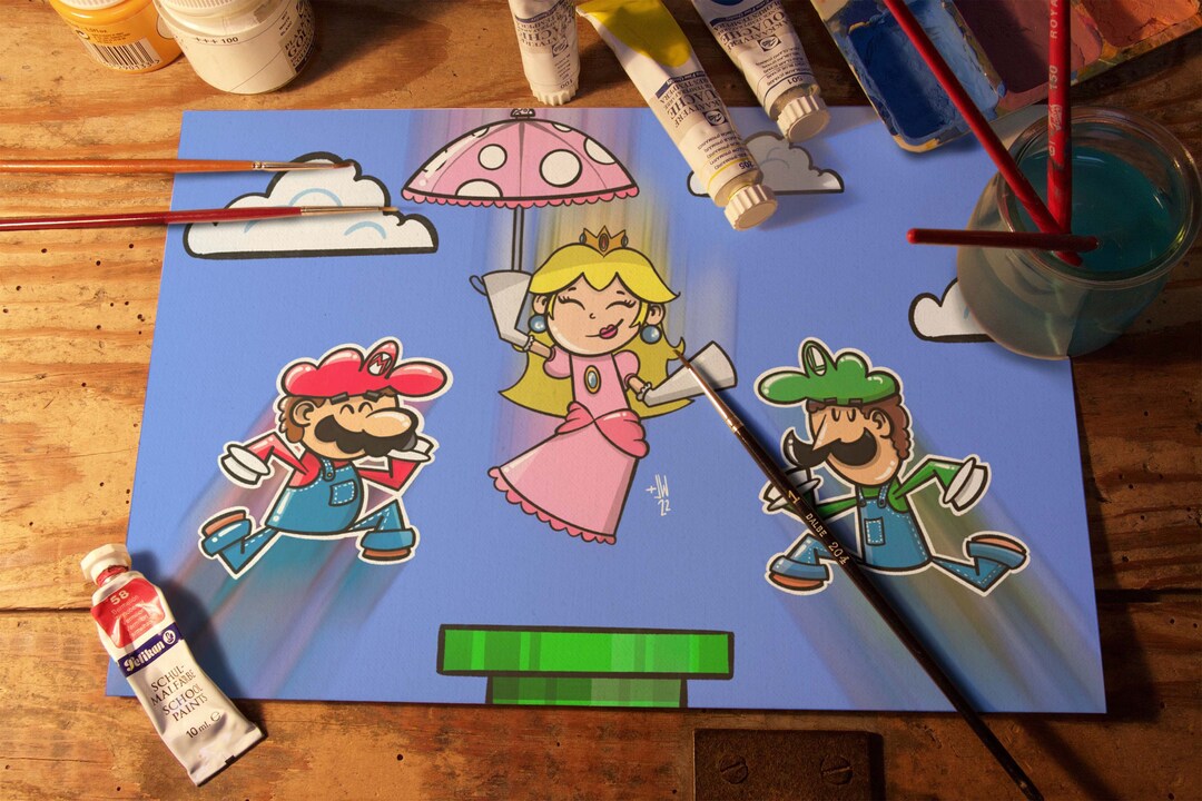 Super Mario Bros. Watercolor Art Print: Nintendo Kids Room Decor - Etsy