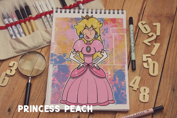 Princess Peach Art Print Retro Illustration Kids Room Art | Etsy