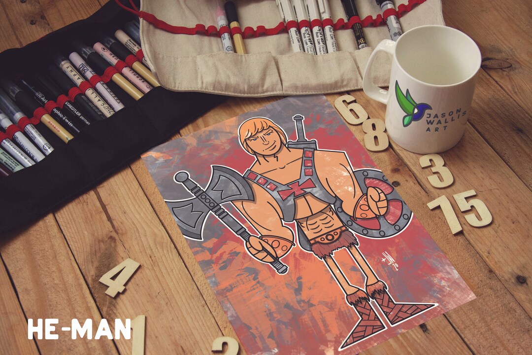 He-man, Art Print, Retro, Illustration, Kids Room Art, Toyline, Masters ...