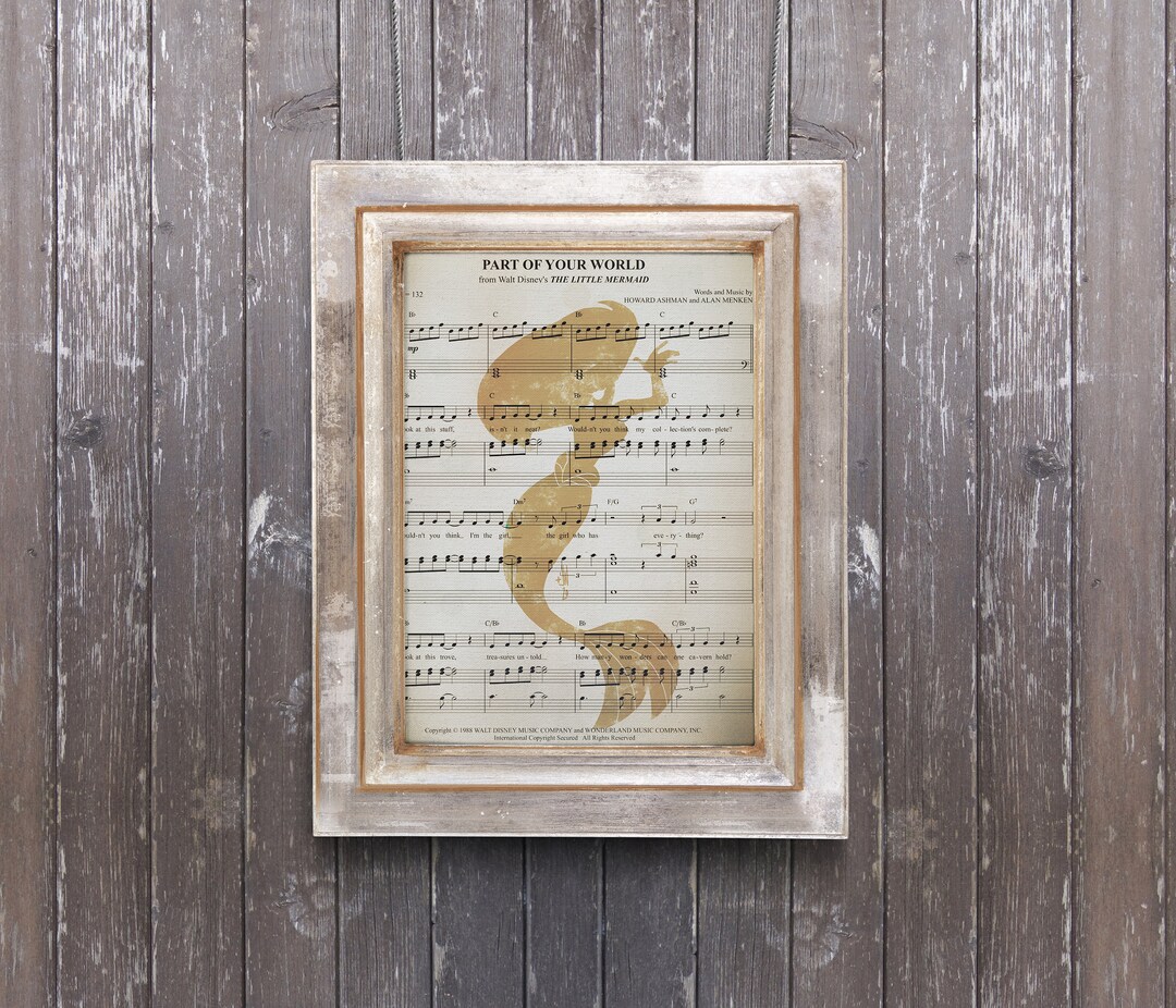 Ariel Sheet Music Art, Disney, Disney Little Mermaid Sheet Music Art ...