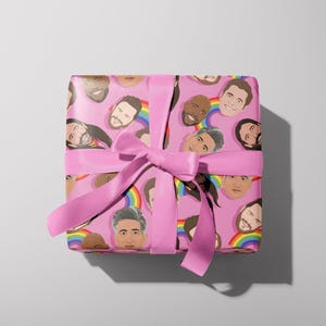 X2 Sheets Queer Eye Wrapping Paper - Pink Rainbow LGBT LGBTQ Non Binary Jonathan Van Ness Tan ...