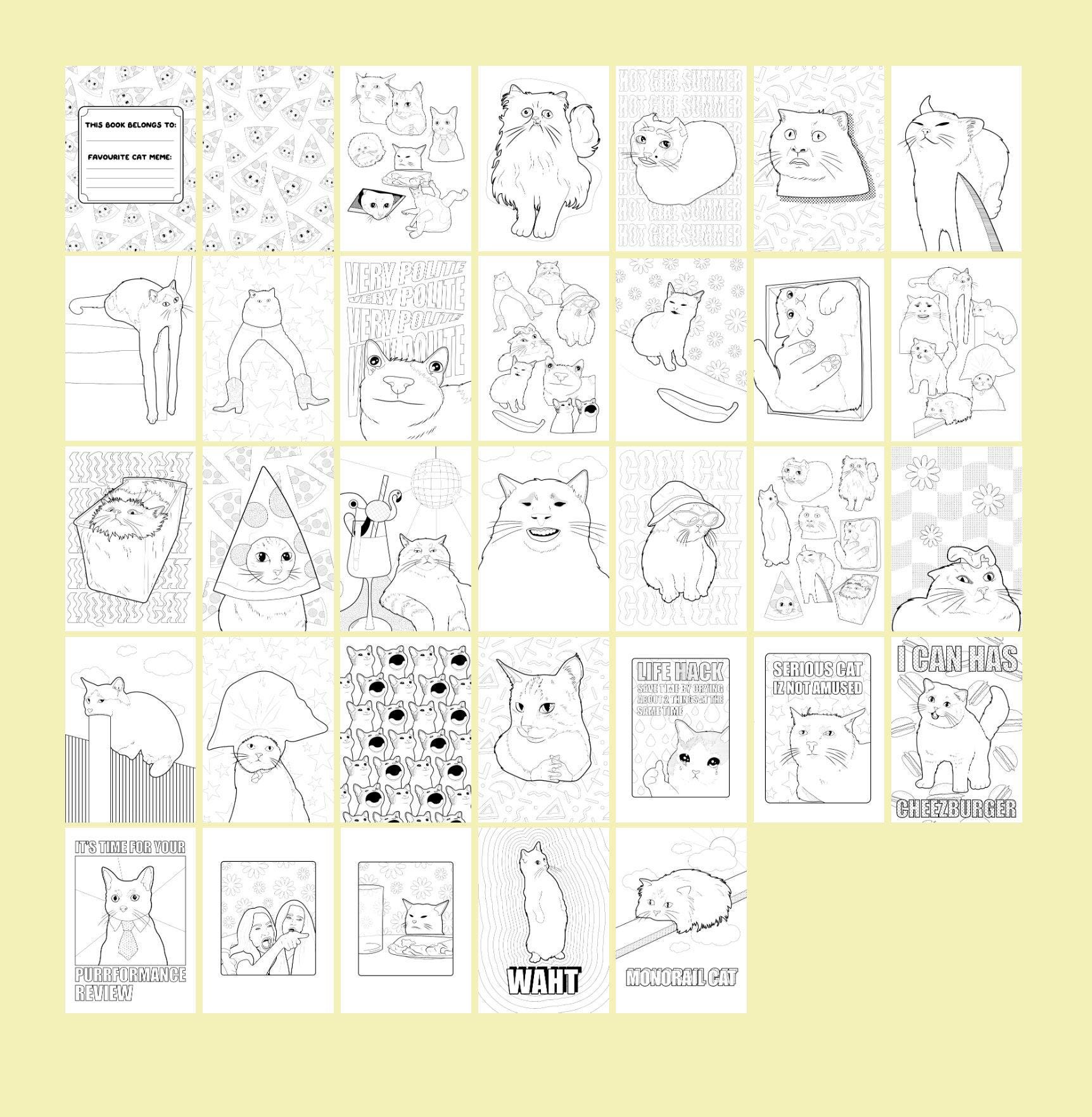 The Mega Colouring Book of Cat Memes Adult Gift Coloring Book - Cursed ...