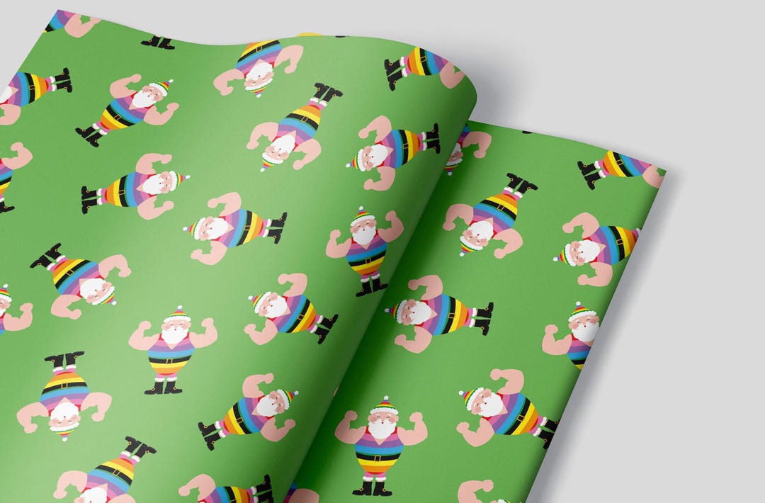 X2 Sheets Queer Santa Wrapping Paper - Holidays Merry Christmas - Buff ...