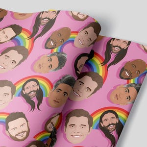 X2 Sheets Queer Eye Wrapping Paper - Pink Rainbow LGBT LGBTQ Non Binary ...