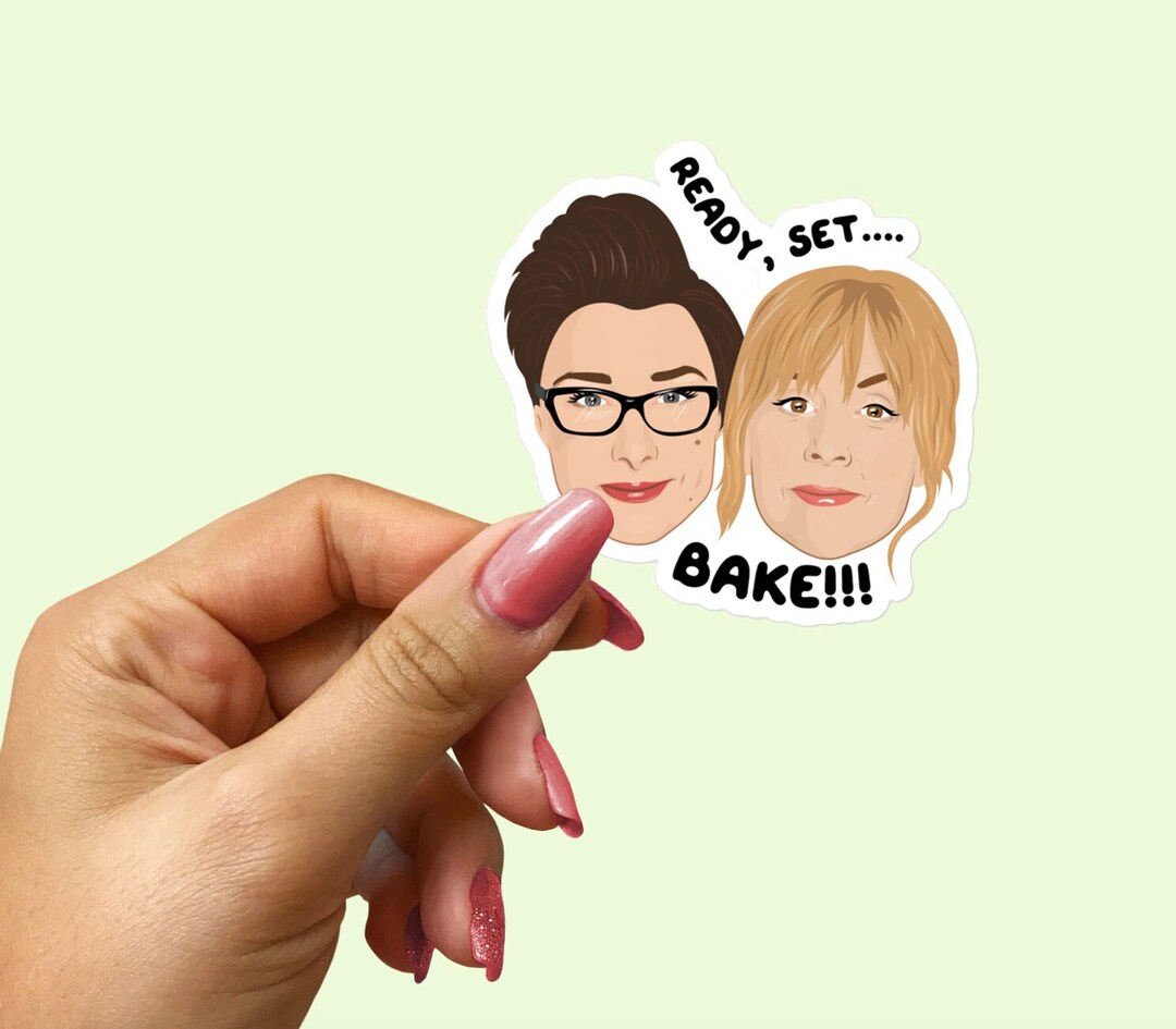 Mel & Sue Vinyl Laptop Sticker Ready Set Bake GBBO Great British Bake ...