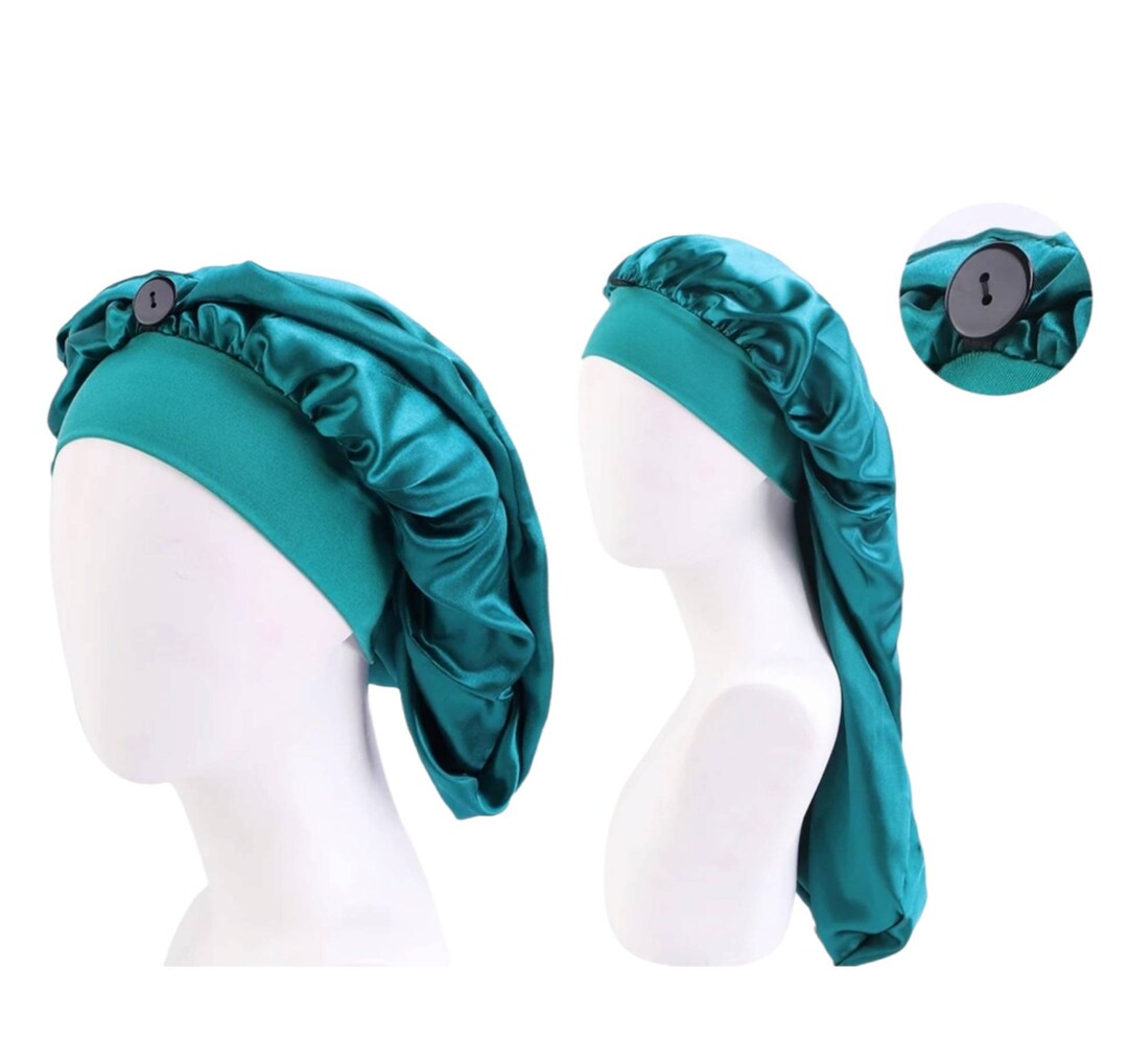 Long Satin Silky Locs, Braids Bonnet Solid Color Long Hair Bonnet With ...