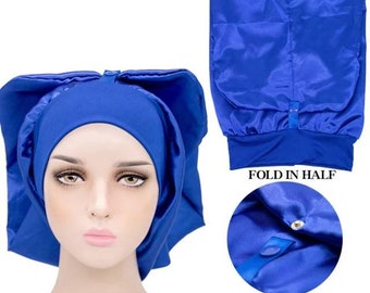 Long Satin Silky Locs, Braids Bonnet Solid Color Long Hair Bonnet ...