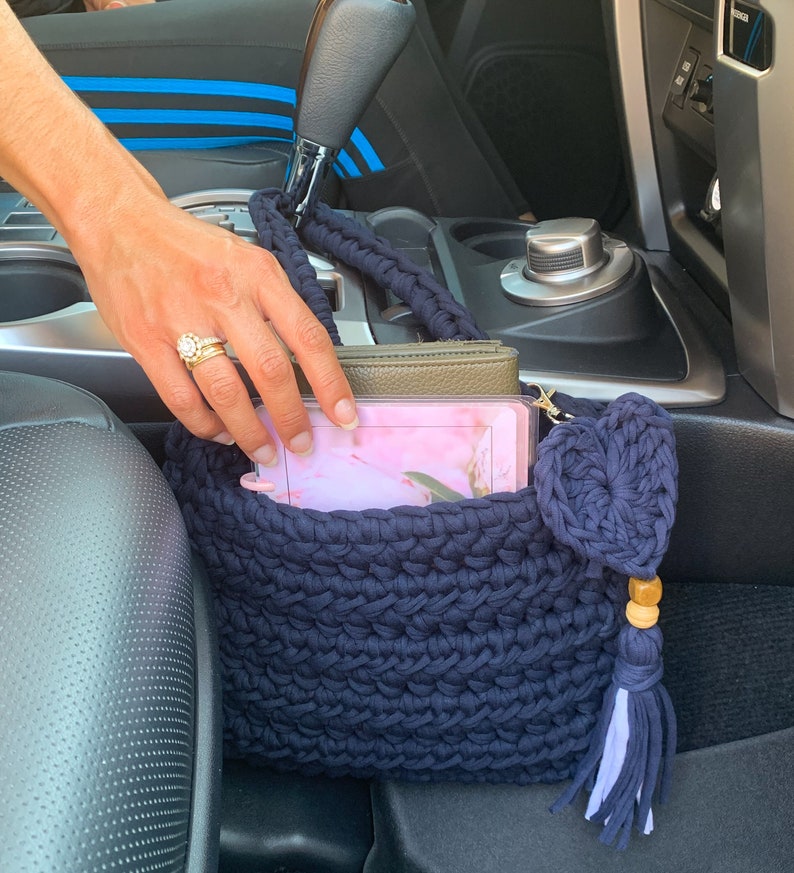 Crochet Car Organizer: Handmade Textile Yarn Car Decor - Etsy