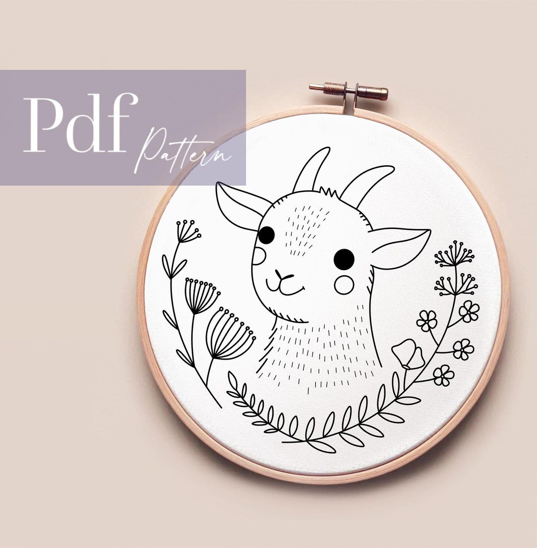 Embroidery Template goat Embroidery Pattern Embroidery Design ...