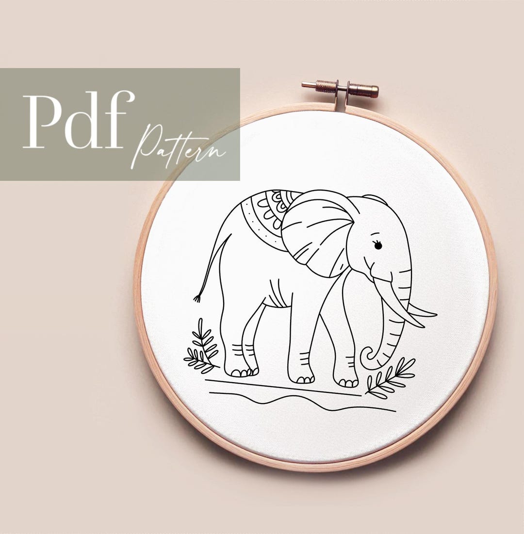 Embroidery Template elephant Embroidery Pattern Embroidery Design ...