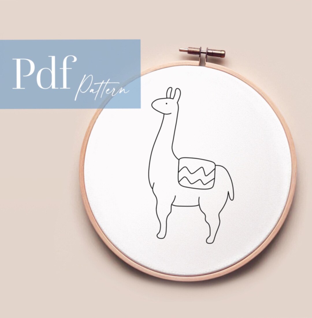 Embroidery Template "lama" - Perfect for Jute Bags Embroidery Pattern ...