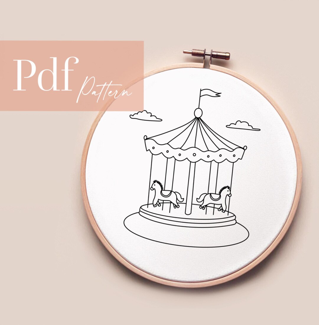 Embroidery Template "carousel With Horses" Embroidery Pattern ...
