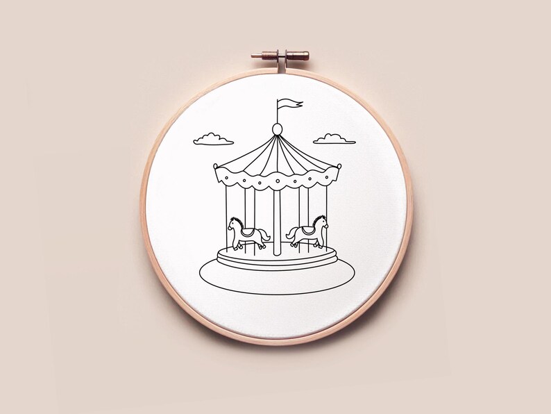 Embroidery Template "carousel With Horses" Embroidery Pattern ...