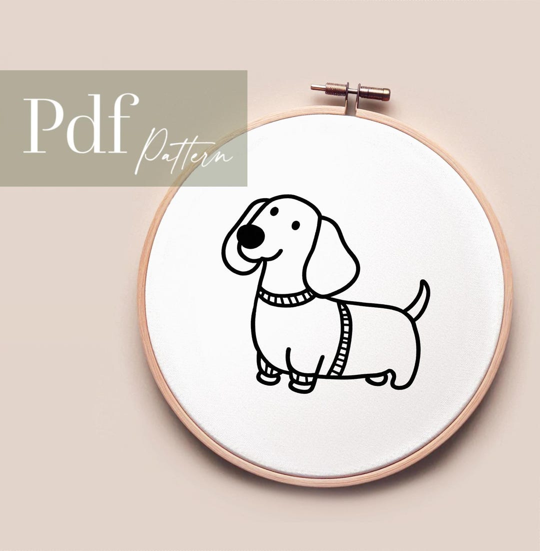 Embroidery Template "dachshund With Sweater" Embroidery Pattern ...