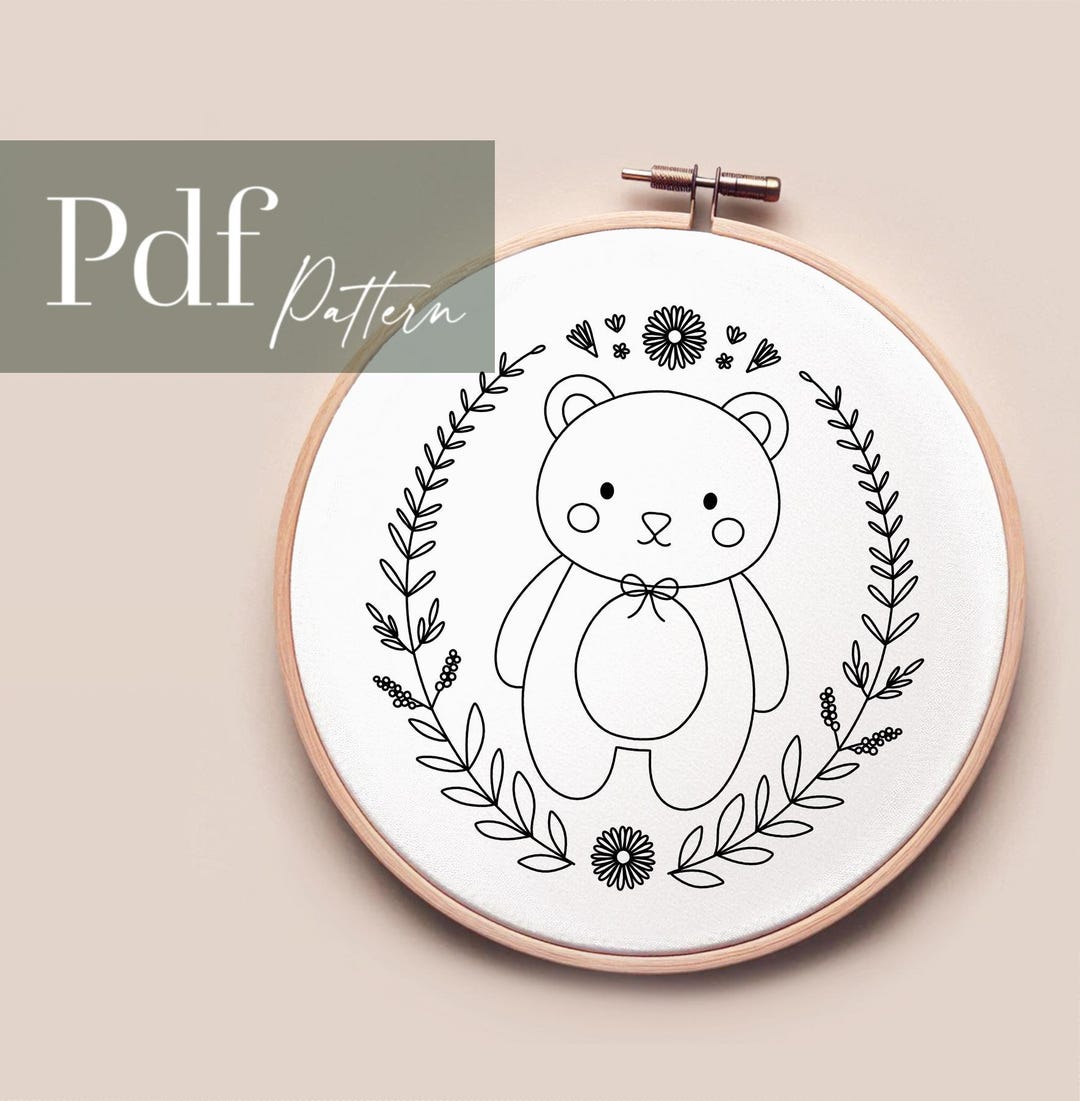 Embroidery Template teddy Bear Embroidery Pattern Embroidery Design ...