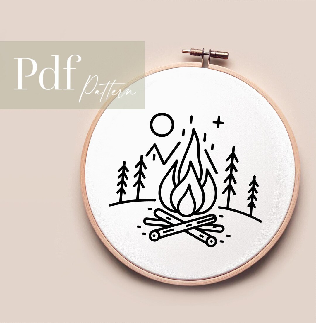 Embroidery Template "campfire" Embroidery Pattern Embroidery Design ...