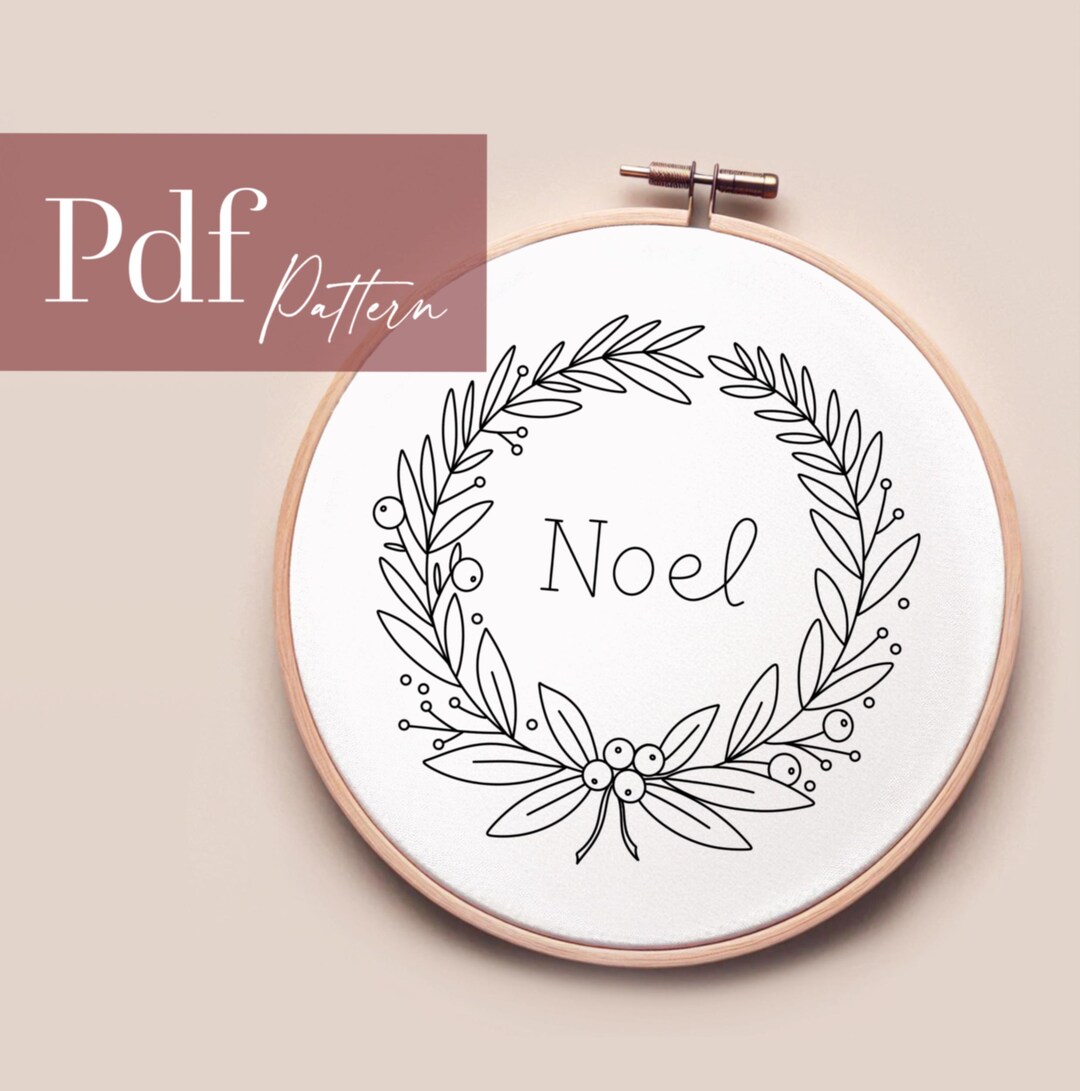 Embroidery Template wreath With Noel Embroidery Pattern Embroidery ...