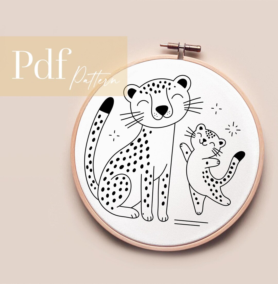 Embroidery Template cheetah Embroidery Pattern Embroidery Design ...