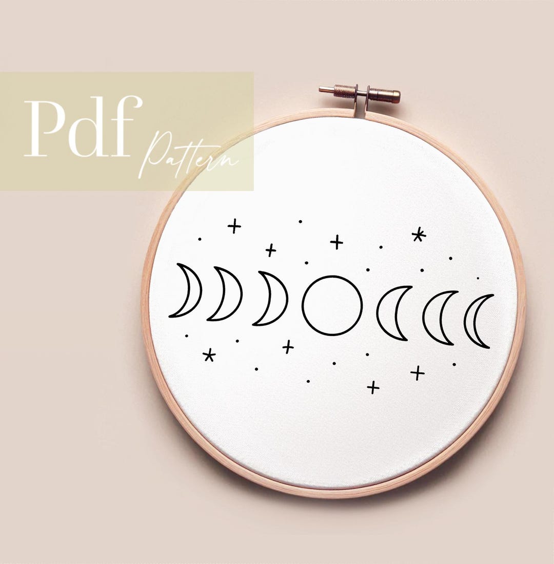 Embroidery Template "moon Phases" Embroidery Pattern Embroidery Design ...