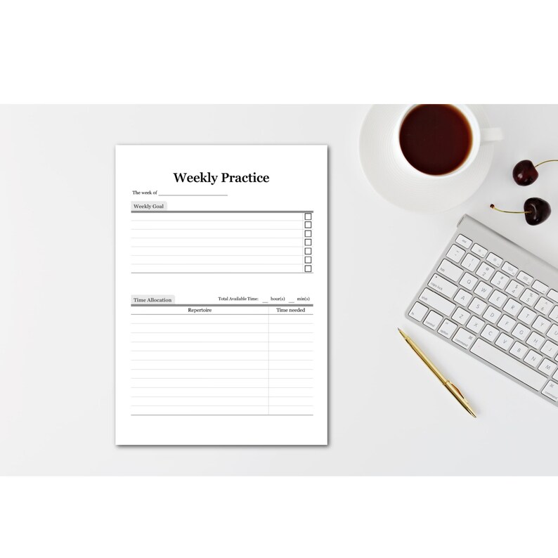 Music Practice Planner Fillable Pdf/printable Checklist/practice Sheet ...
