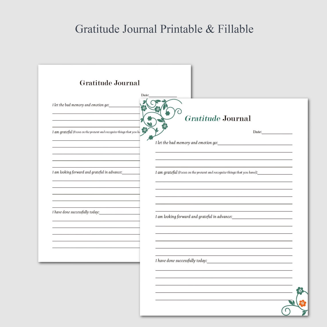 Gratitude Journal Printable and Fillable Form for Self Care - Etsy
