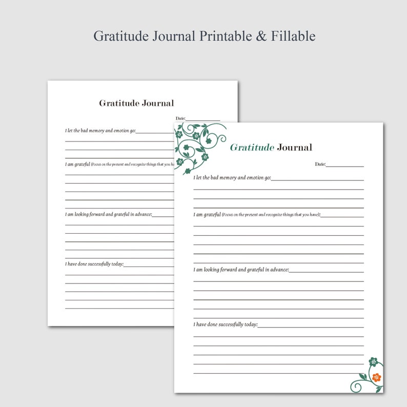 Gratitude Journal Printable and Fillable Form for Self Care ...