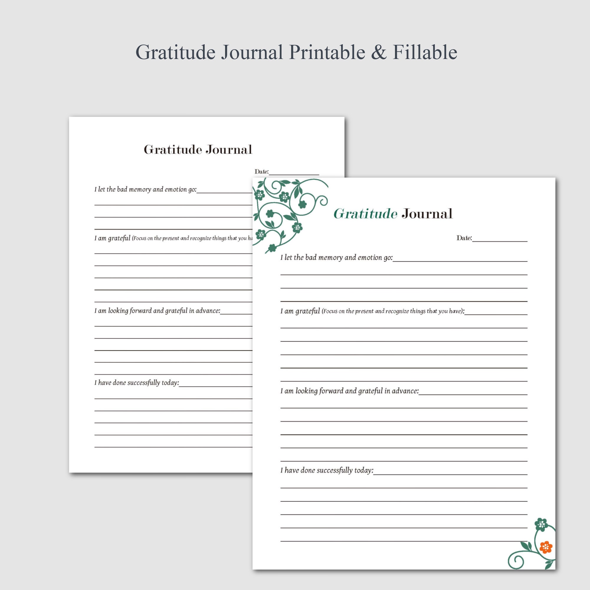 Gratitude Journal Printable and Fillable Form for Self Care ...