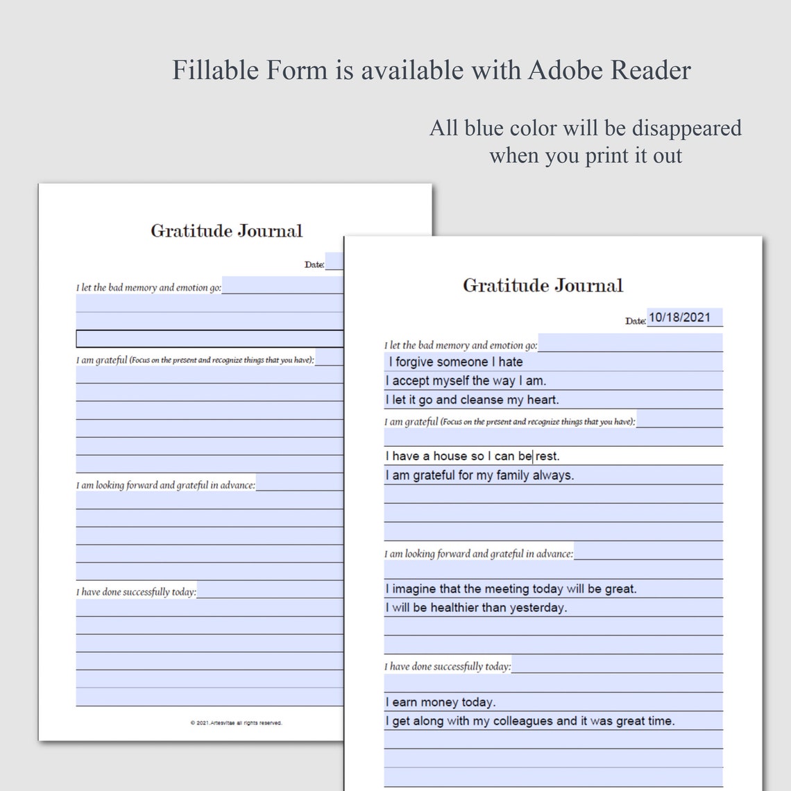 Gratitude Journal Printable and Fillable Form for Self Care - Etsy