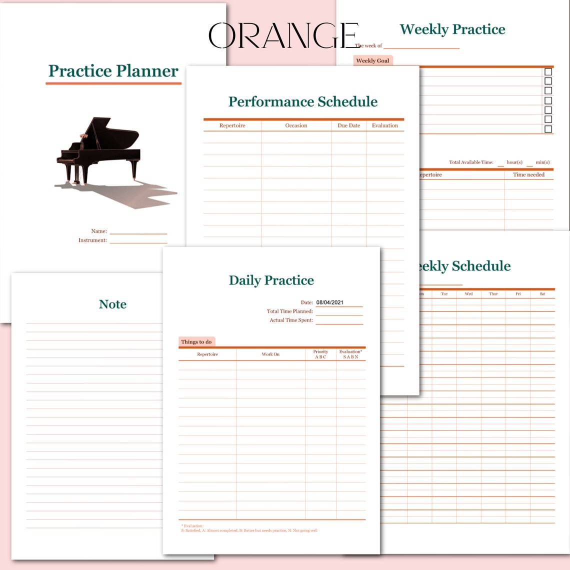 Music Practice Planner Fillable Pdf/printable Checklist/practice Sheet ...