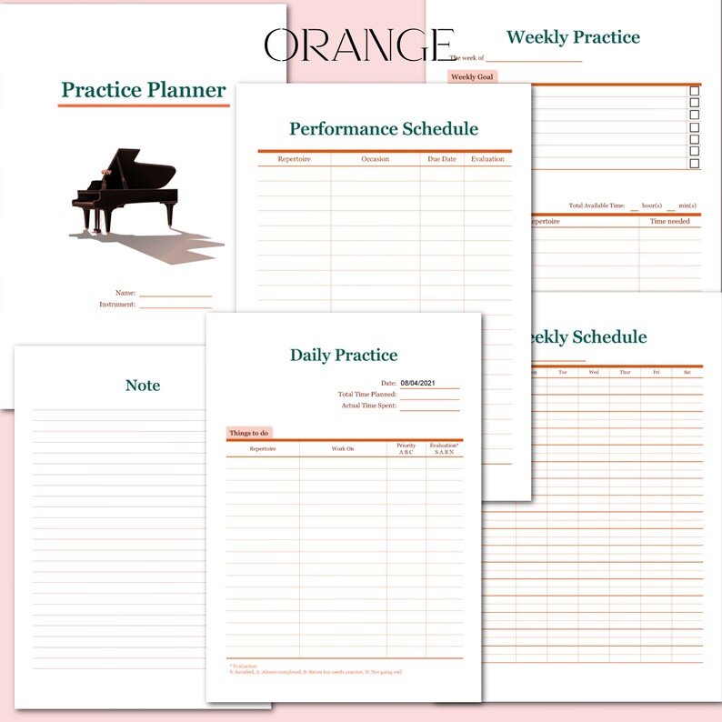 Music Practice Planner Fillable Pdf/printable Checklist/practice Sheet ...