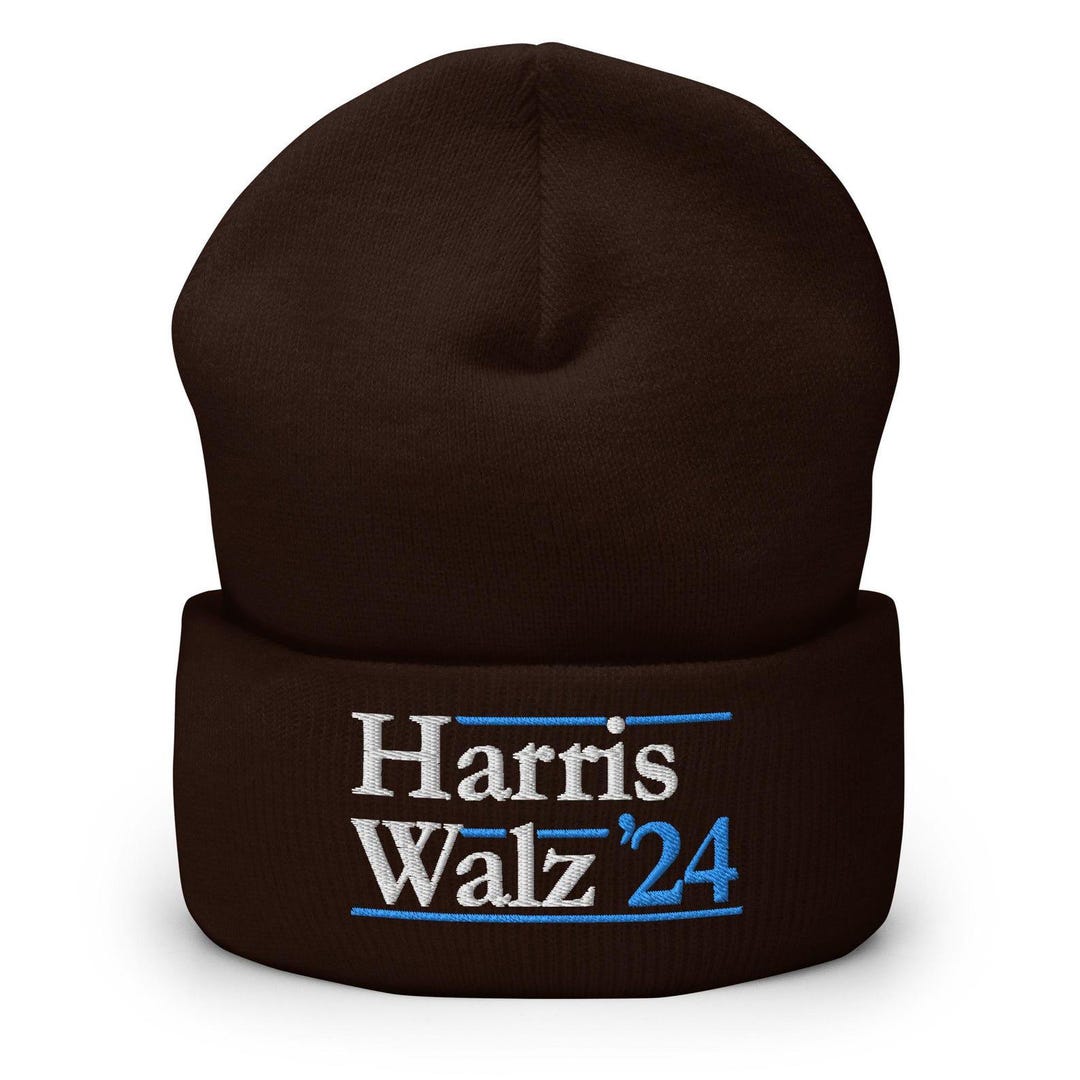Kamala Harris Tim Walz Hat (embroidered Cuffed Beanie) Harris Walz 2024 ...