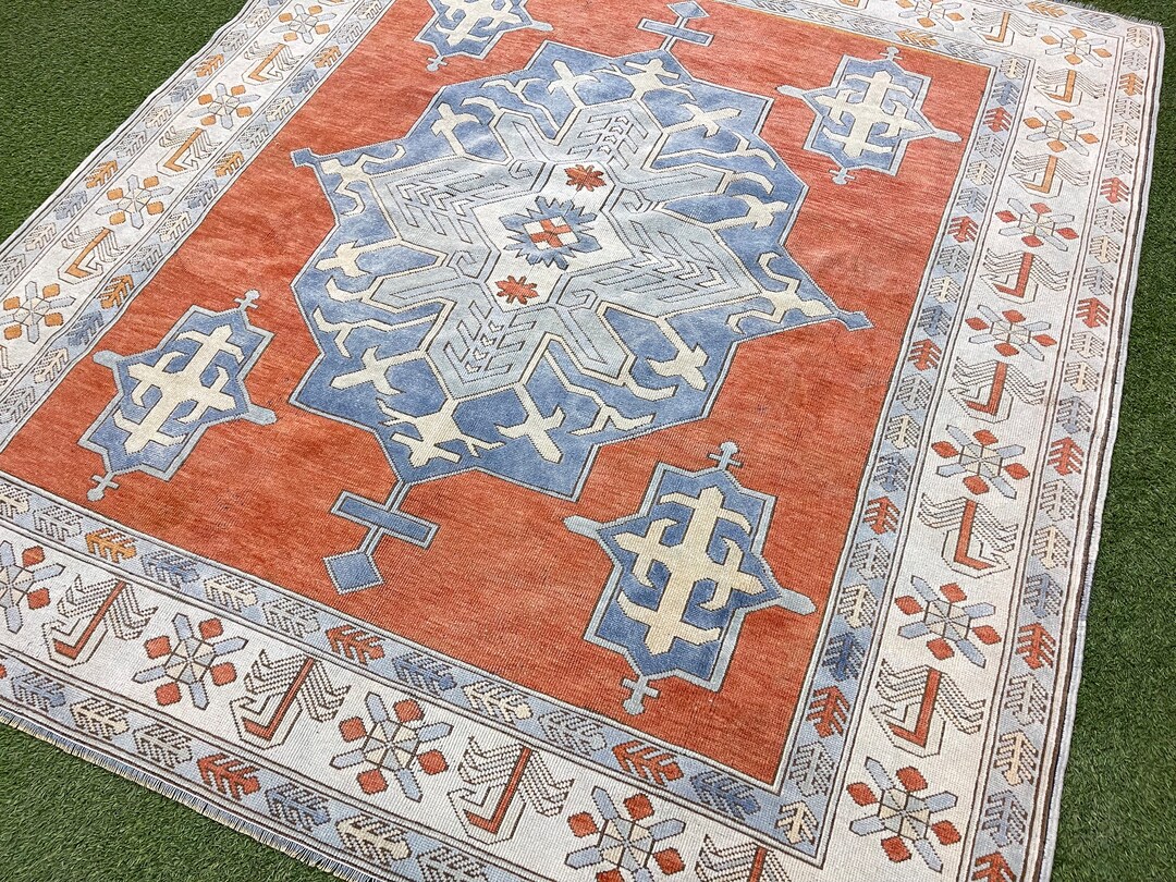 7x8 Ft Turkish Oversize Kitchen Rug, Handmade Oversize Vintage Rug ...