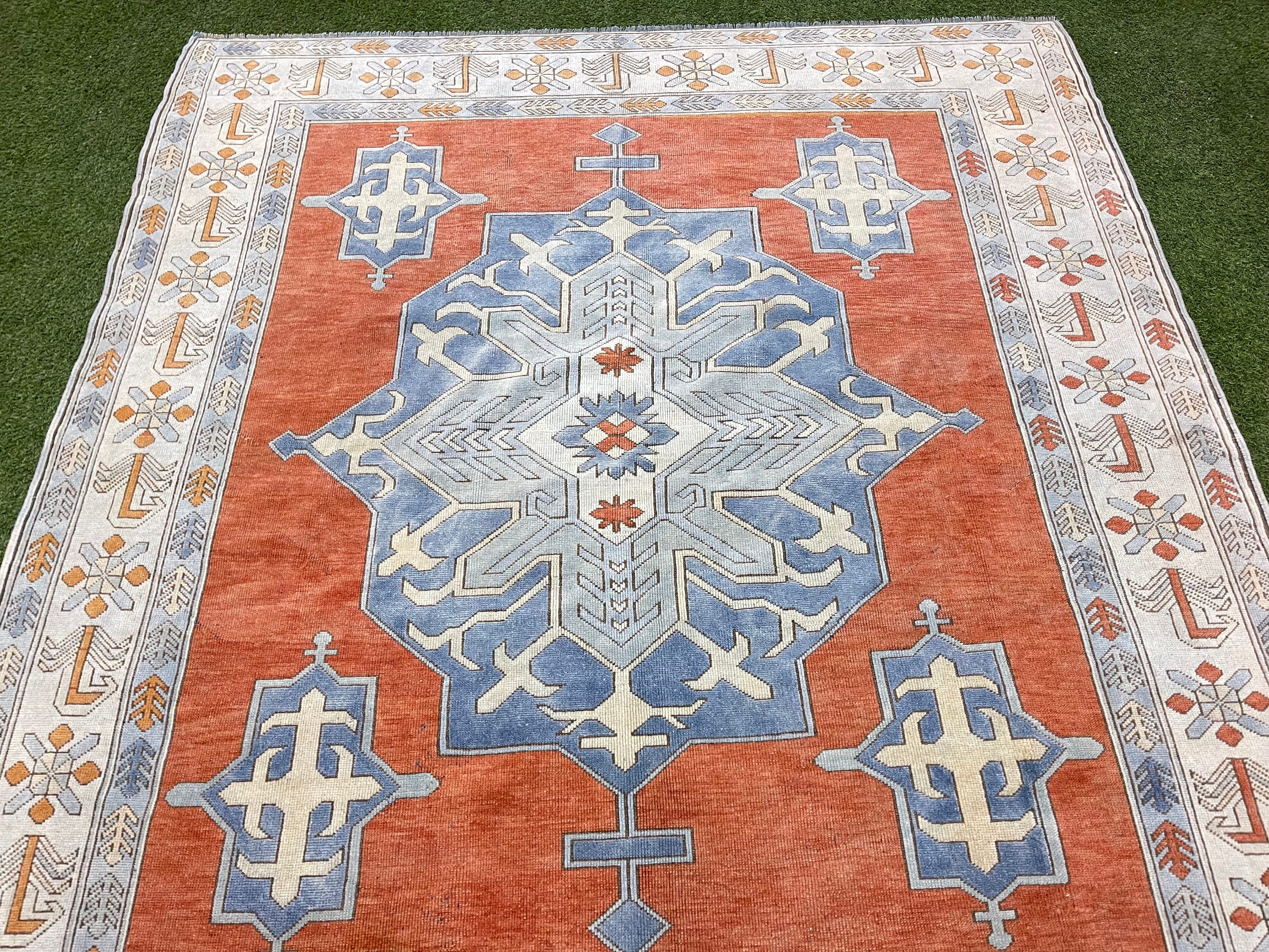 7x8 Ft Turkish Oversize Kitchen Rug, Handmade Oversize Vintage Rug ...