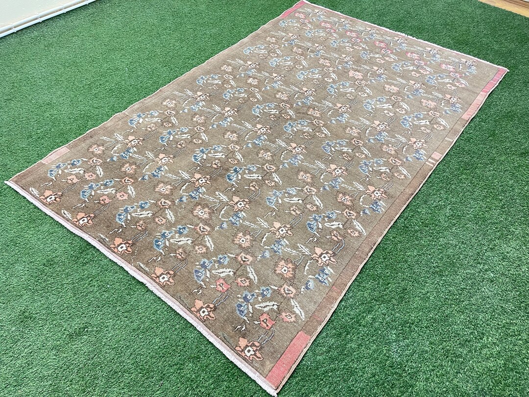 5x9 Vintage Antique Rugs, Living Room Oushak Rug, Turkish Large Wool ...