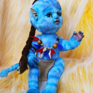 Made to Order 35 Cm 13,5' Blue Baby Artdoll, Fantasy Art Doll, Stuffed ...
