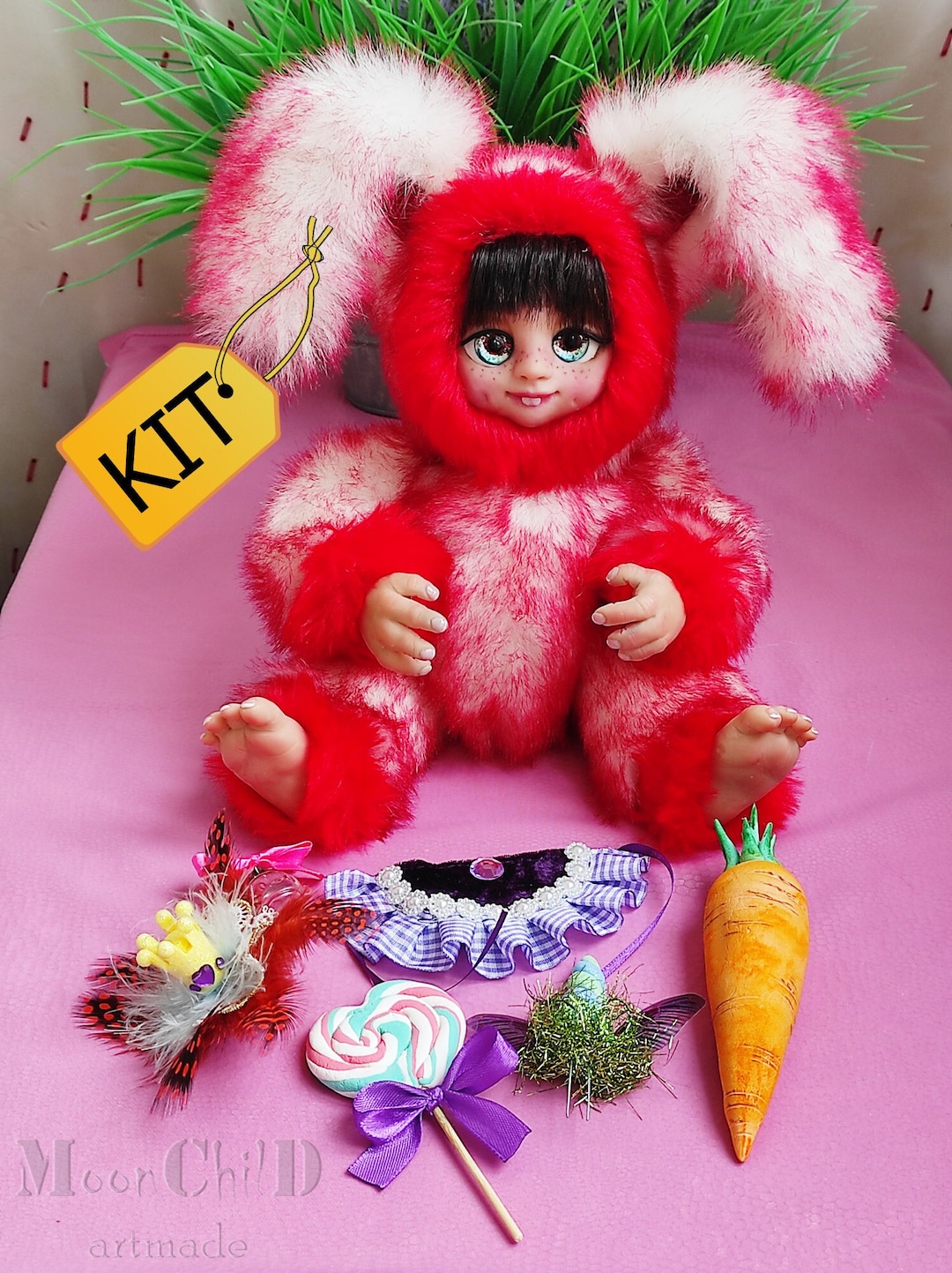 10,4' Rabbit Girl Bunny Girl Posable Artdoll Kit, Human Baby Doll ...