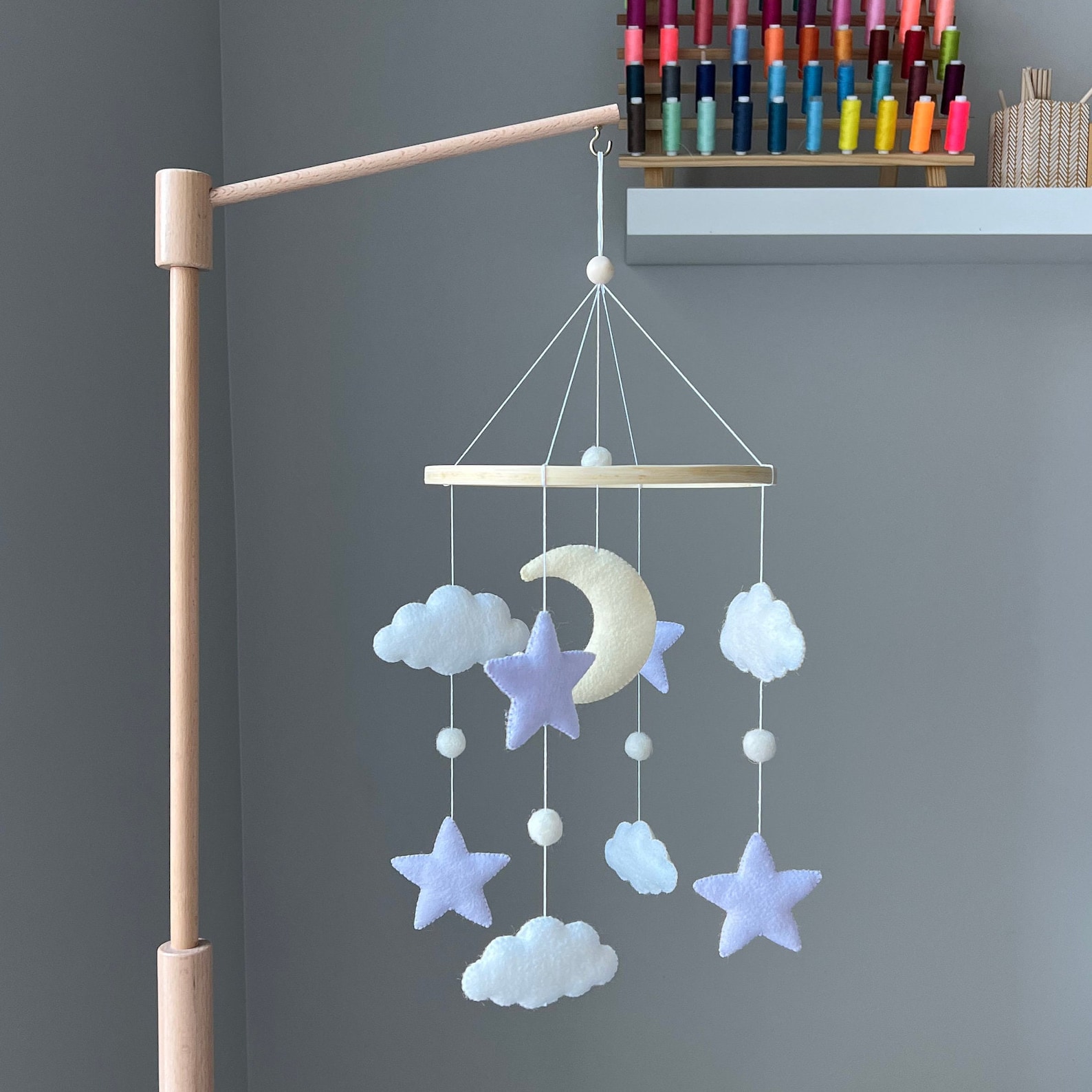 Moon and Stars Crib Mobile Pastel Colors,moon Baby Mobile,star Mobile ...