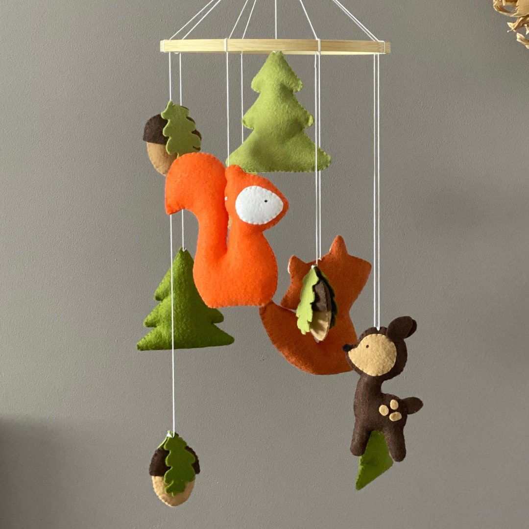 Woodland Baby Mobile,crib Mobile With Animals Fox Squirrel Deer Mobile ...