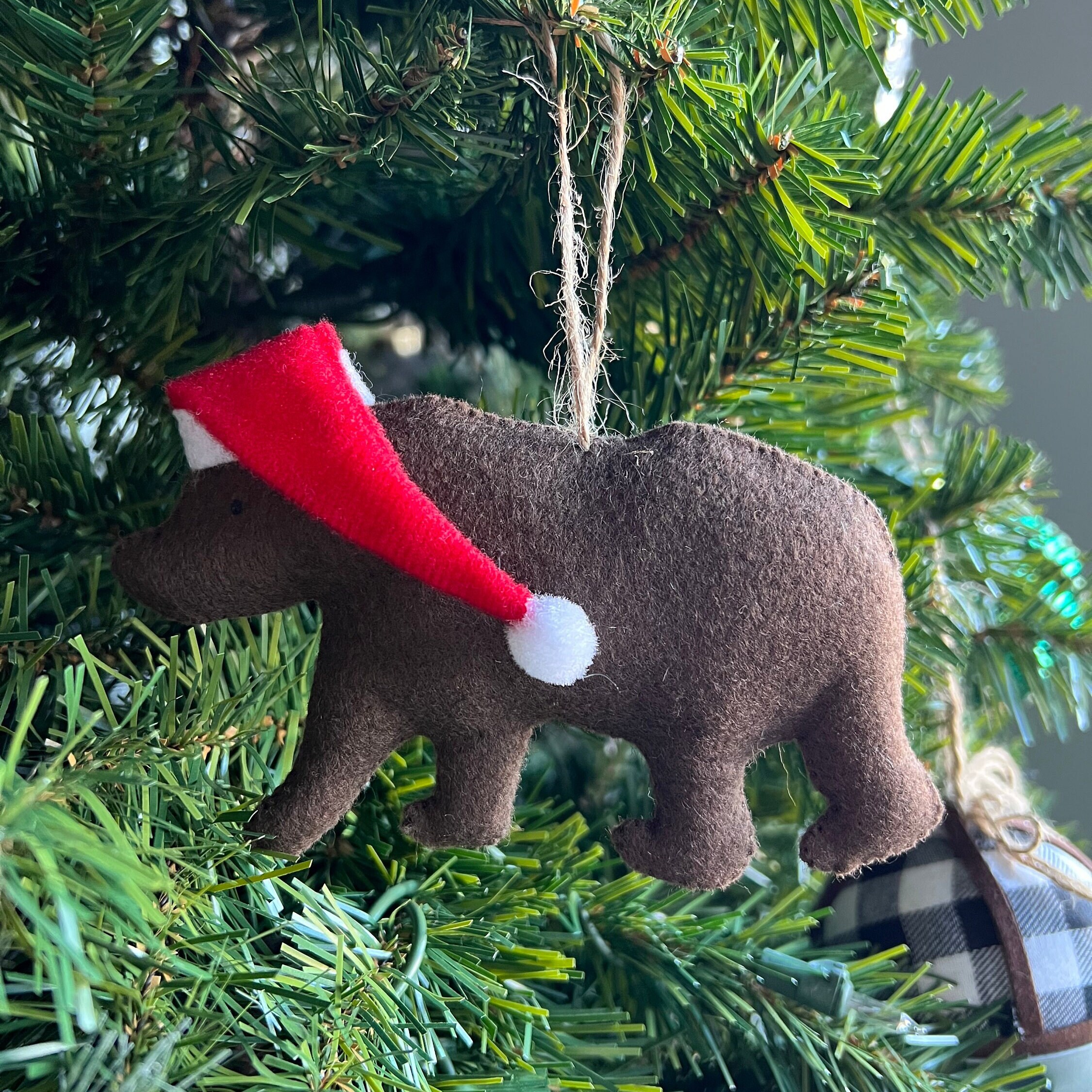 Bear Christmas Tree Ornament,felt Bear Ornament,hanging Bear Nursery ...