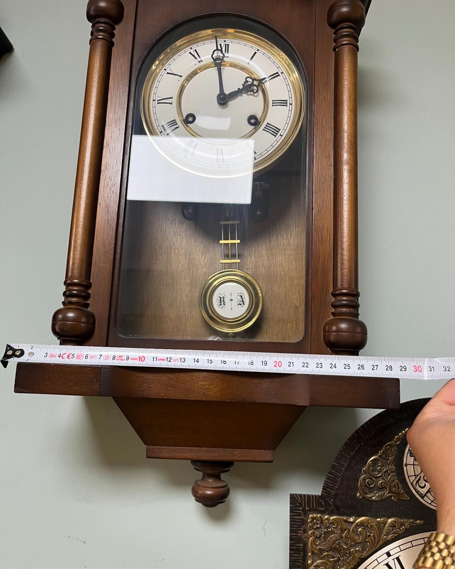 Antique German Wall Clock With Key Wind and Gong Chime | 58x28 Cm ...
