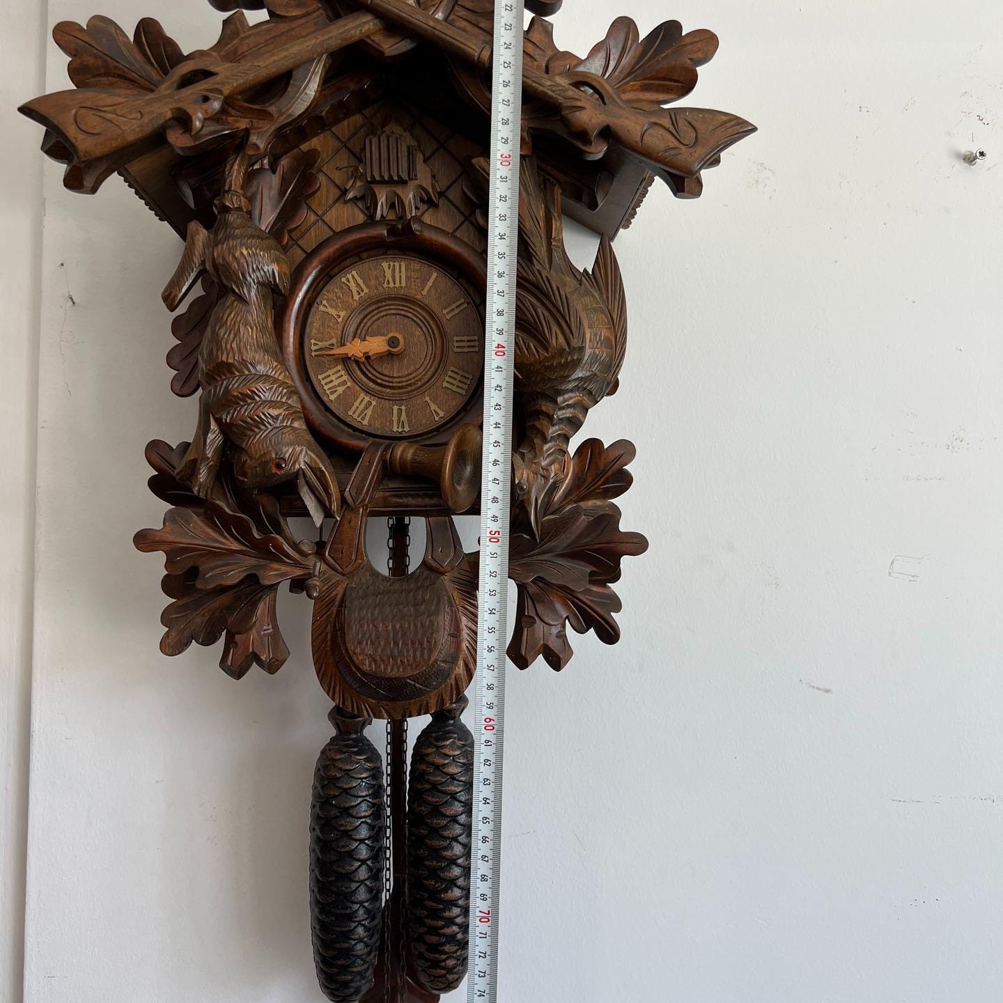 Antique 80cm German Hunter Cuckoo Clock | Carved Black Forest Chalet ...