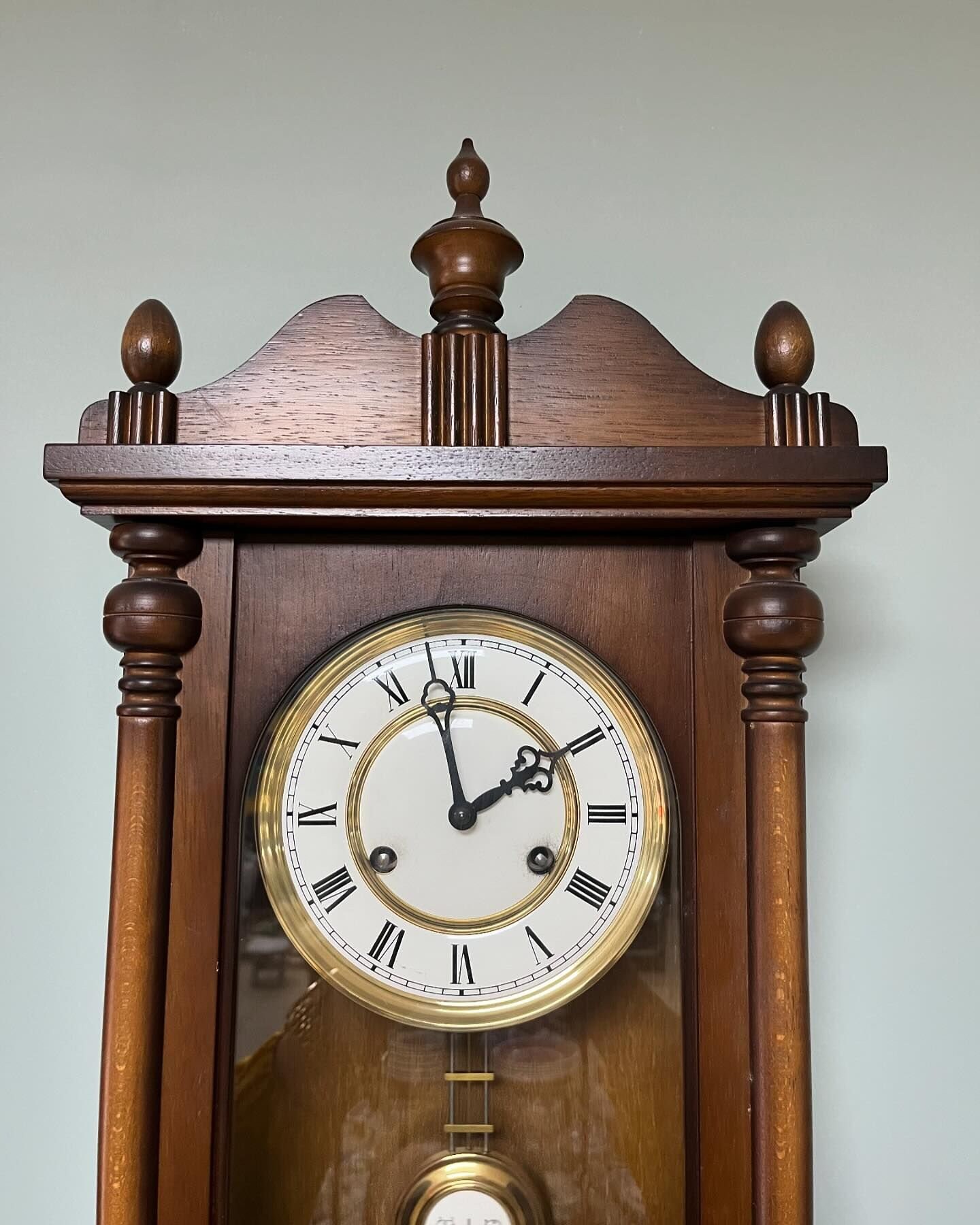Antique German Wall Clock With Key Wind and Gong Chime | 58x28 Cm ...
