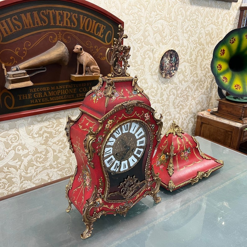 Exquisite Italian Hand-painted Pedestal Mantel Clock - High Condition ...