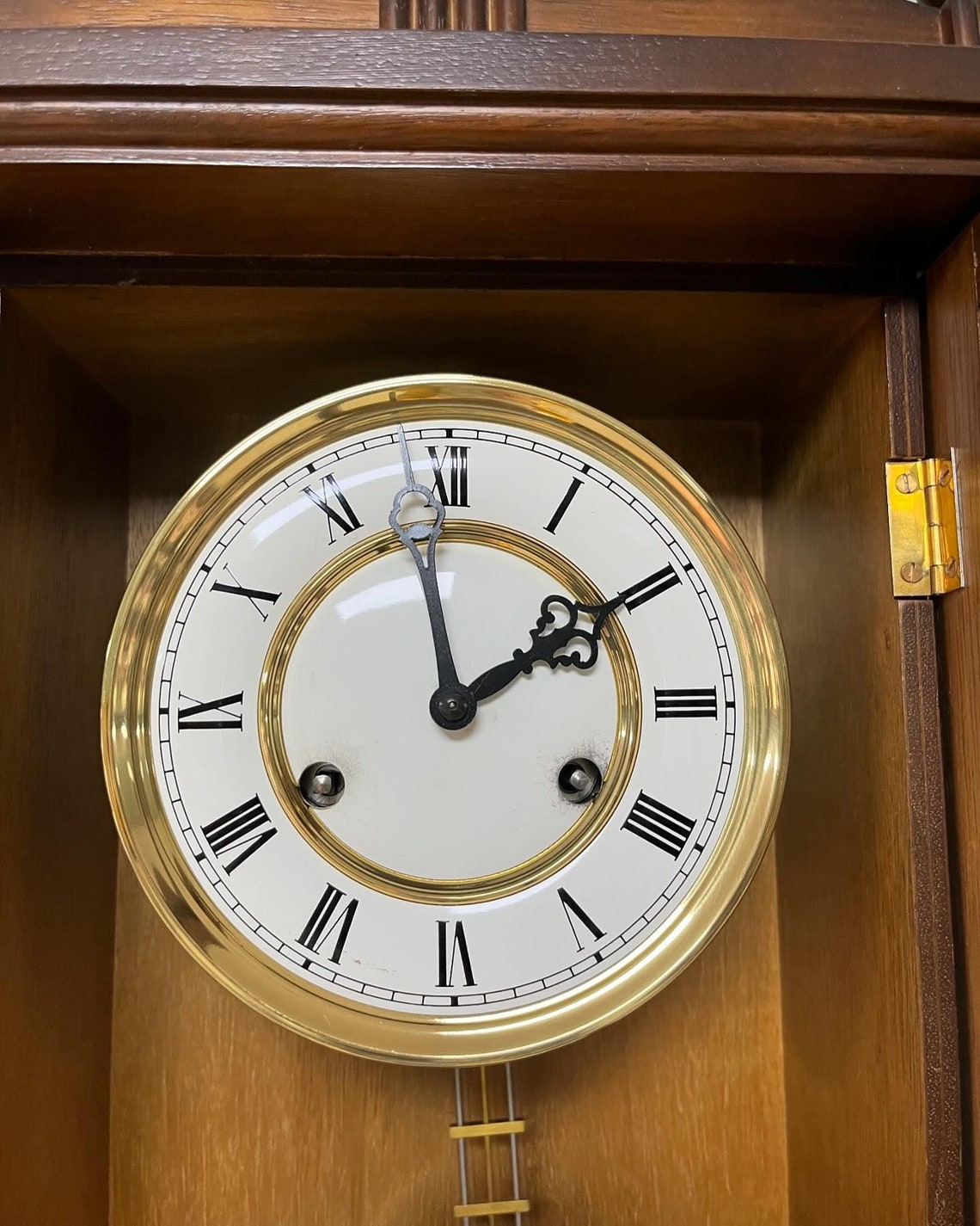 Antique German Wall Clock With Key Wind and Gong Chime | 58x28 Cm ...