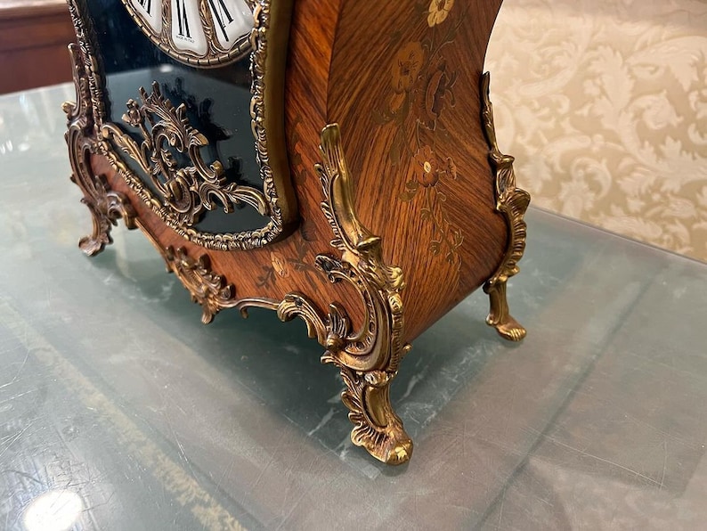 Antique French 1890s Marquetry Fireplace Clock - High Condition ...