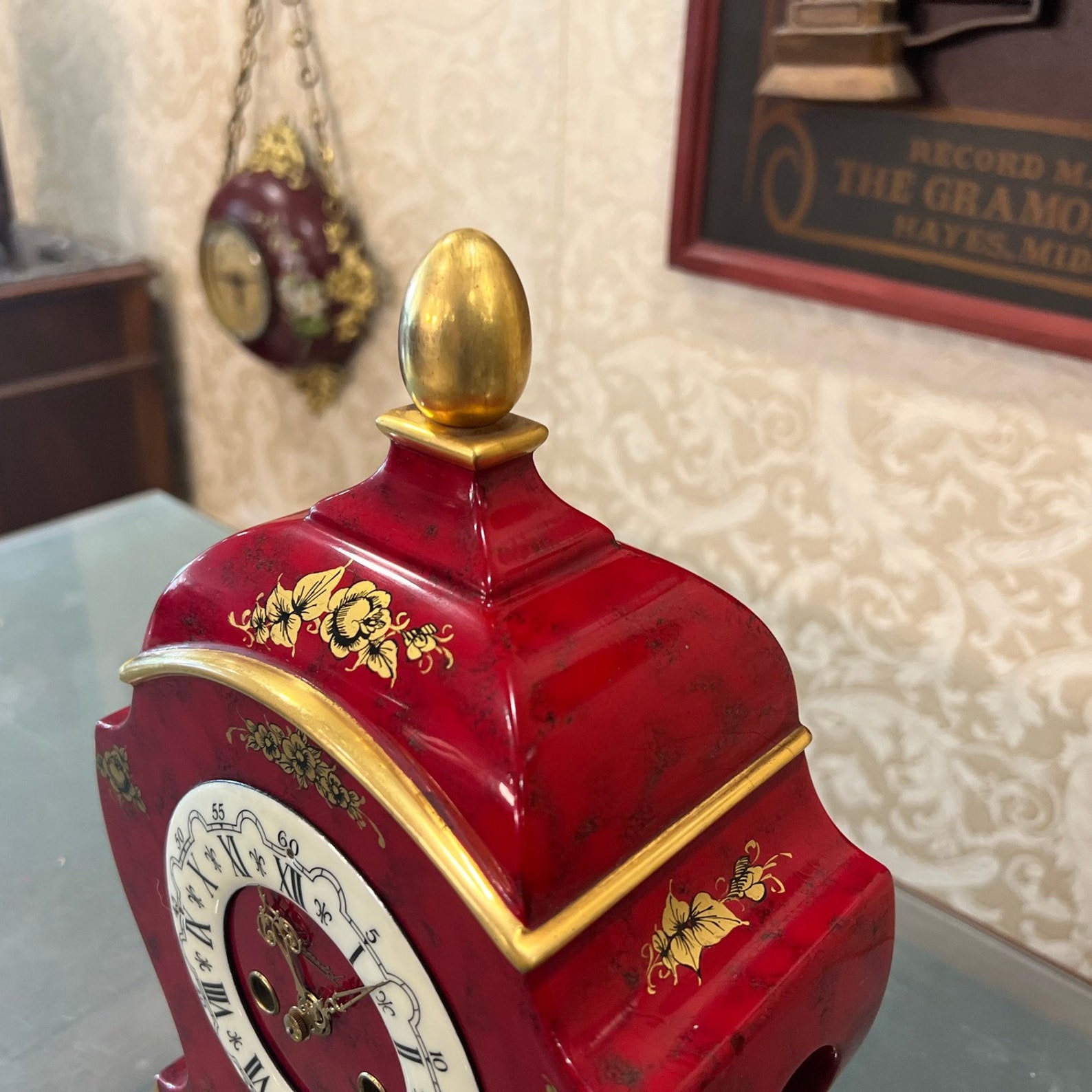 Collectible Antique Schmid Porcelain Dial Mantel Clock - Double Wind ...
