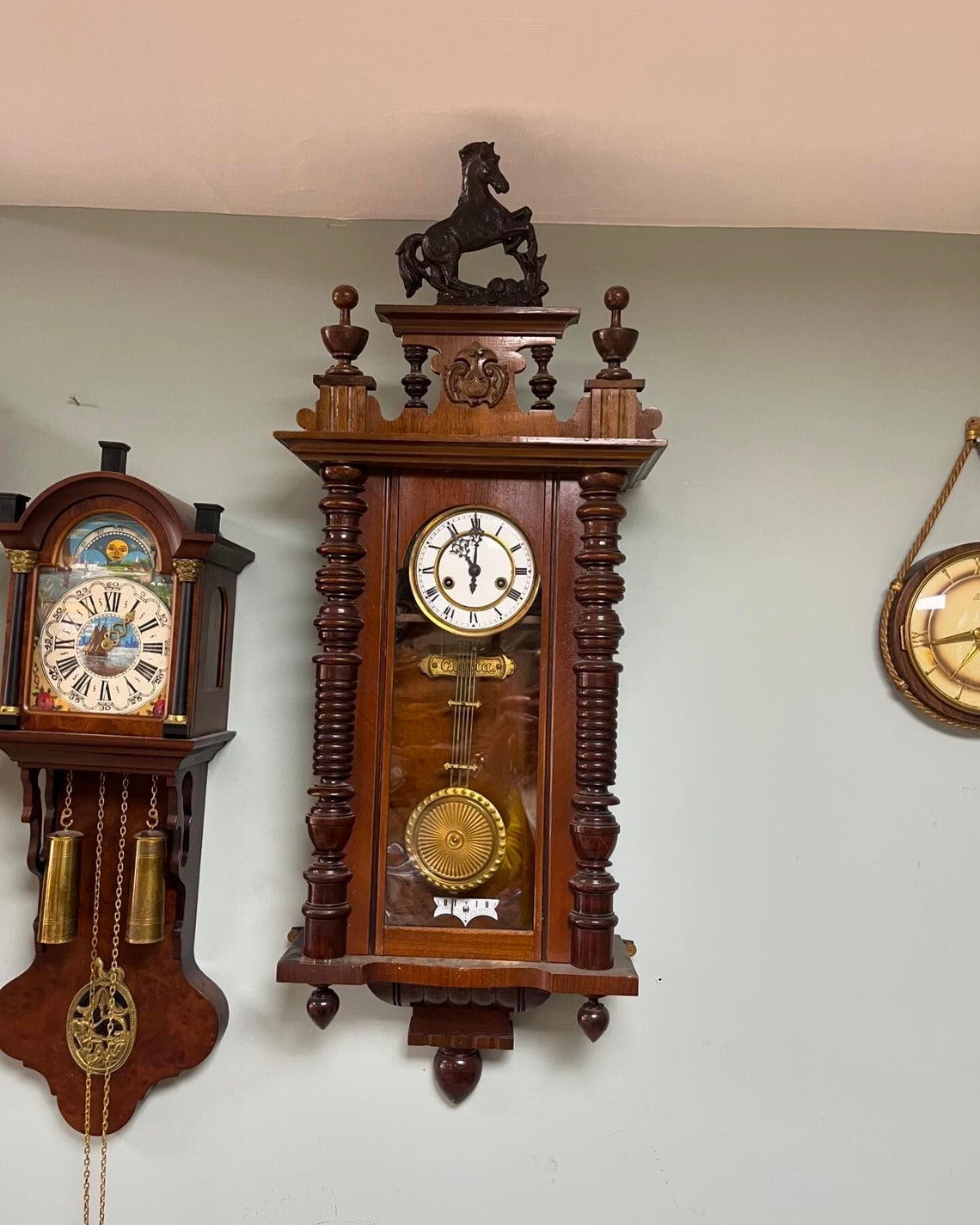 Antique German Wall Clock With Chain Wind and Gong Chime | 80x27 Cm ...