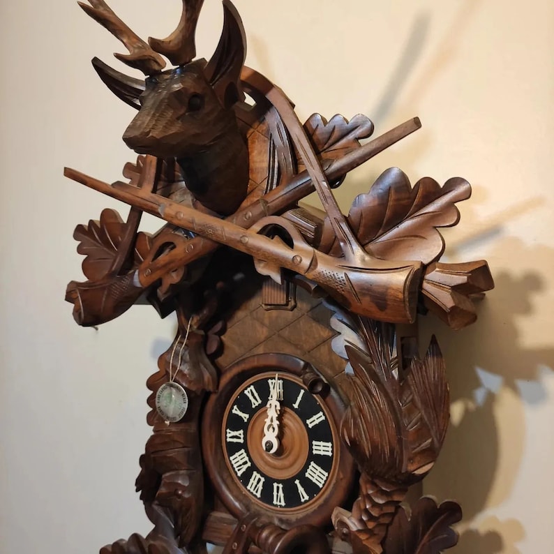 Rare 1960s/70s German Hönes Giant Hunter-themed Mechanical Cuckoo Clock ...